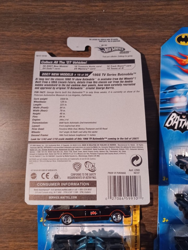 Hot Wheels Batman, lot of 36- 1966 TV Series Batmobiles, 2007 New ...
