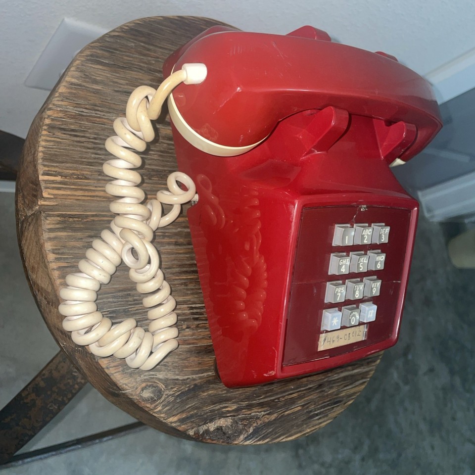 Vintage BELL SYSTEM 2500D Red Push Button Landline Telephone Phone ...