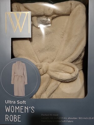 Women’s Off-White Cream Spa Comfort Soft Bath Robe One Size Fits Most ...