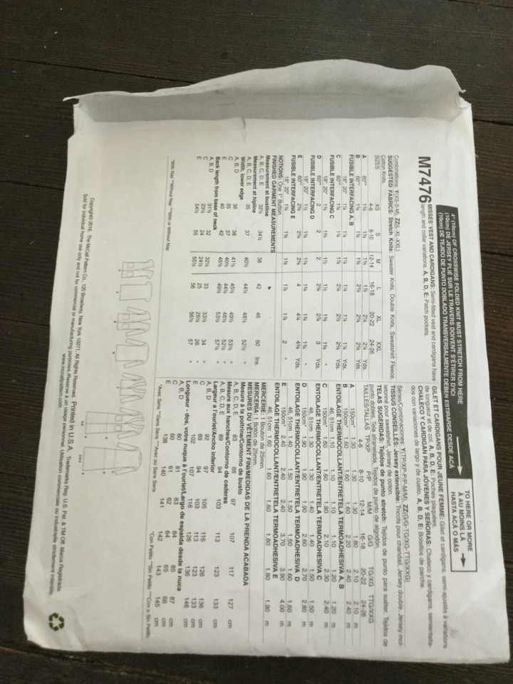 McCalls M7476 Learn to Sew Misses Vests Cardigans Length Collar ...