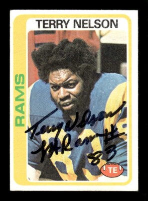 TERRY NELSON SIGNED 1978 TOPPS FOOTBALL #18 LOS ANGELES RAMS ON-CARD ...
