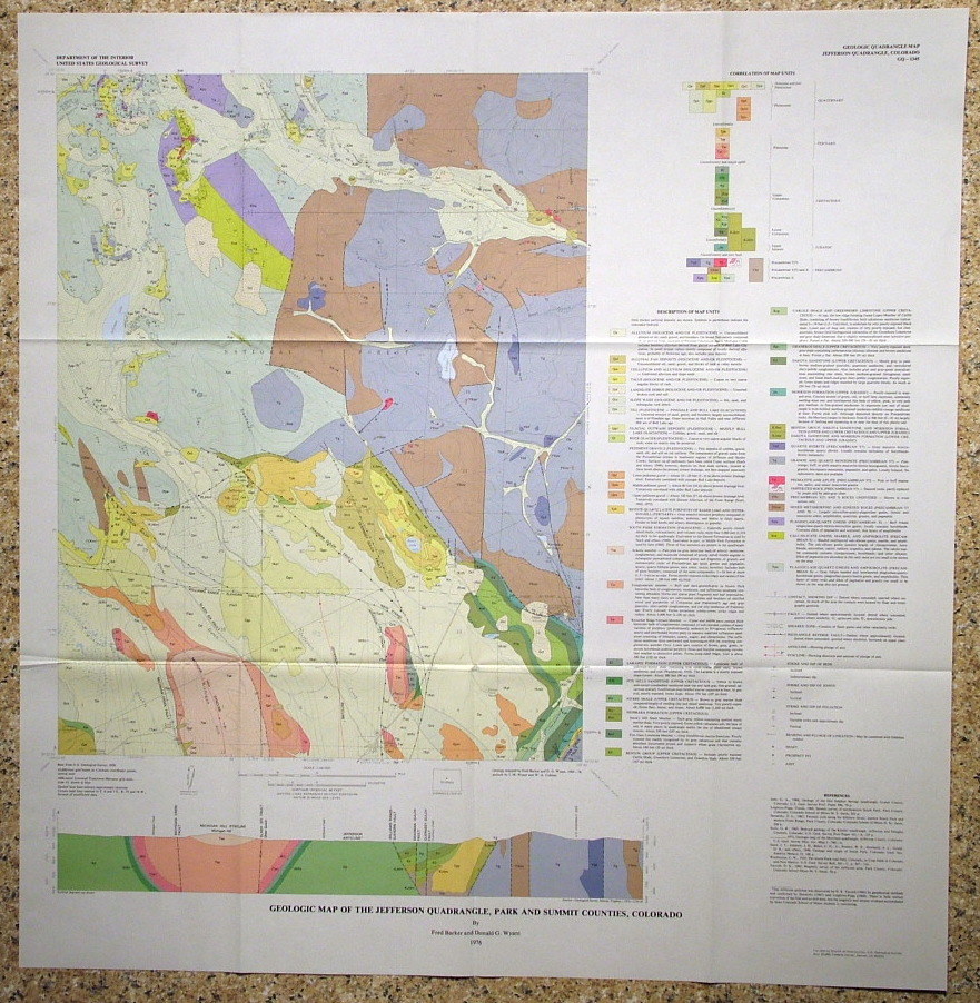 USGS JEFFERSON, MILLIGAN LAKES COLORADO Two Geologic Maps, PARK ...