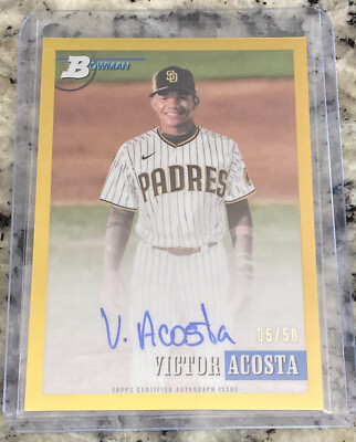 VICTOR ACOSTA 2021 Bowman Heritage Chrome GOLD AUTO RC REFRACTOR #/50 ...
