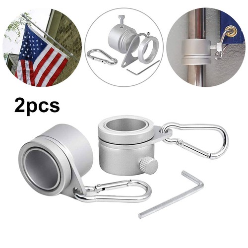 2x Aluminium Alloy Flagpole Rotating Ring Clip Anti Wrap Flag Pole ...