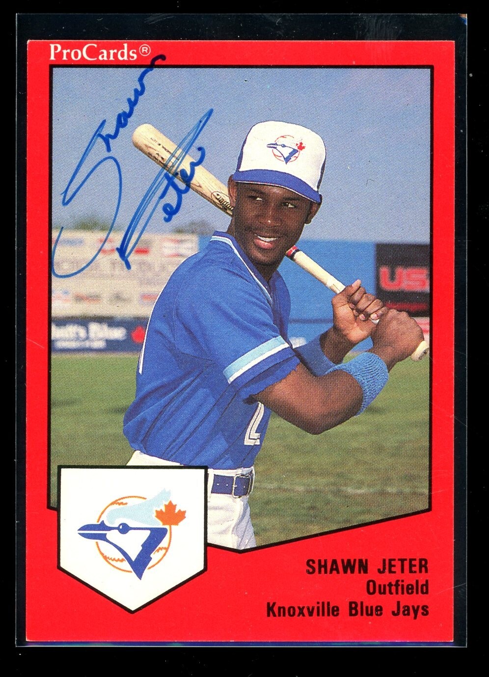 1989 Knoxville Blue Jays SHAWN JETER Signed Card autograph AUTO RC ...
