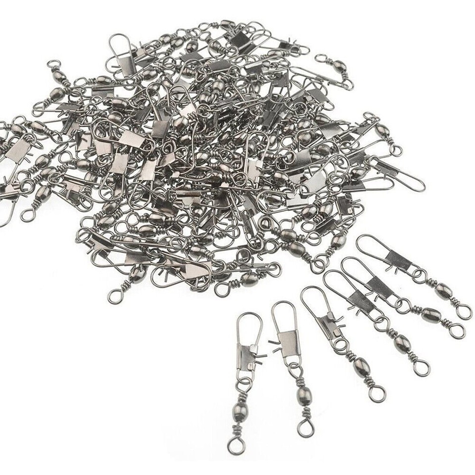 100p Fish Fishing Barrel Swivel with Interlock Snaps High Strength ...