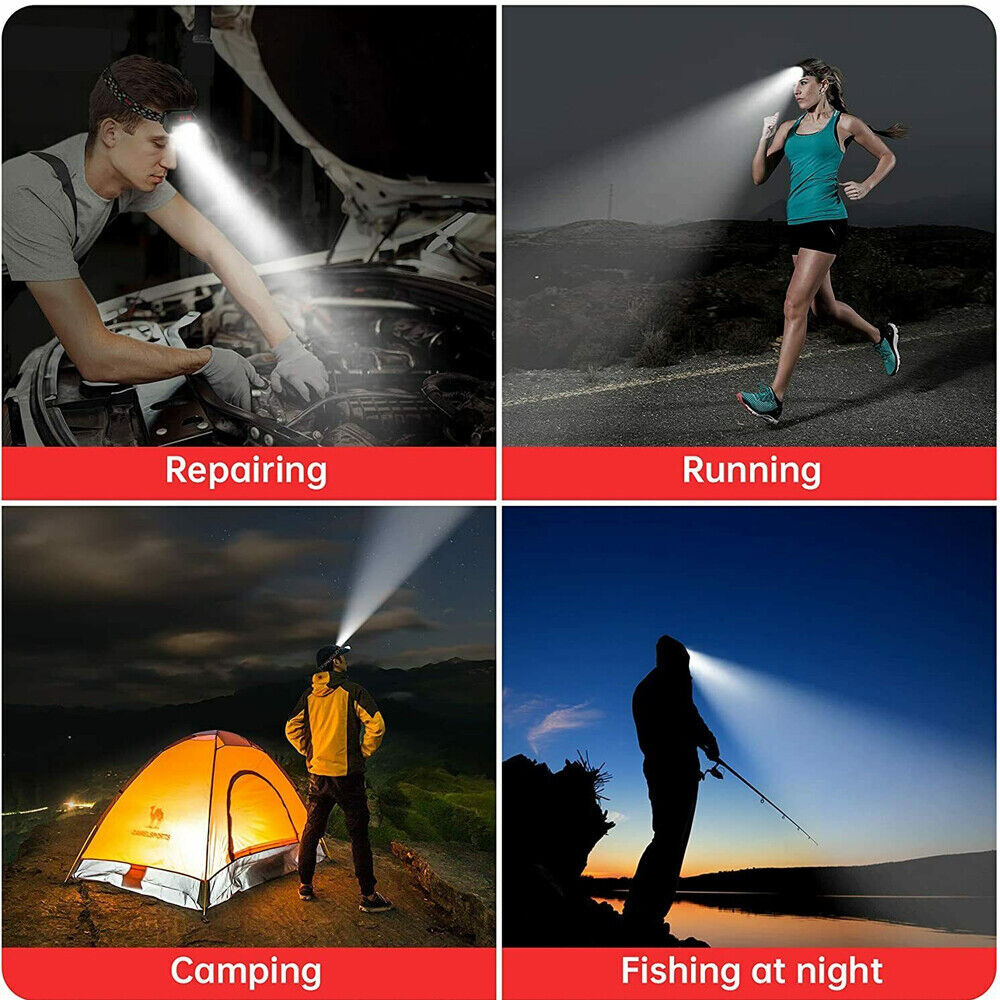 Headlamp Rechargeable Super Bright LED Head Light Forehead Flashlight ...