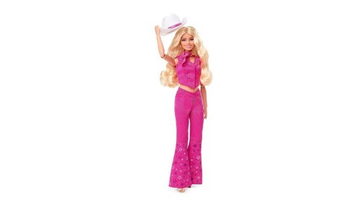 Barbie The Movie Doll Margot Robbie Doll Wearing Pink Western Outfit ...