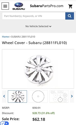 OEM NEW 2017-2023 Subaru Impreza Wheel Cover Hub Cap Silver 28811FL010 ...
