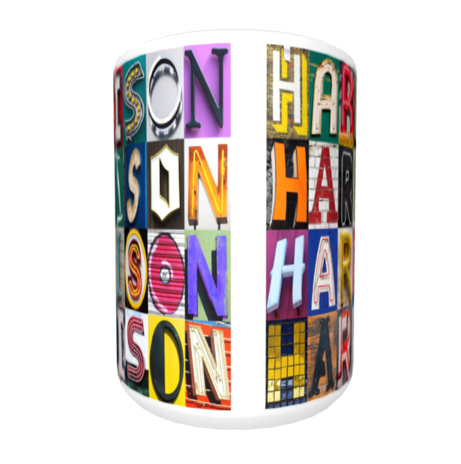 HARRISON Coffee Mug / Cup featuring the name in photos of sign letters ...
