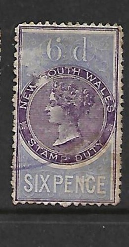 NSW Queen Victoria 6d Stamp Duty Used Sold as per Scan No 1 | eBay