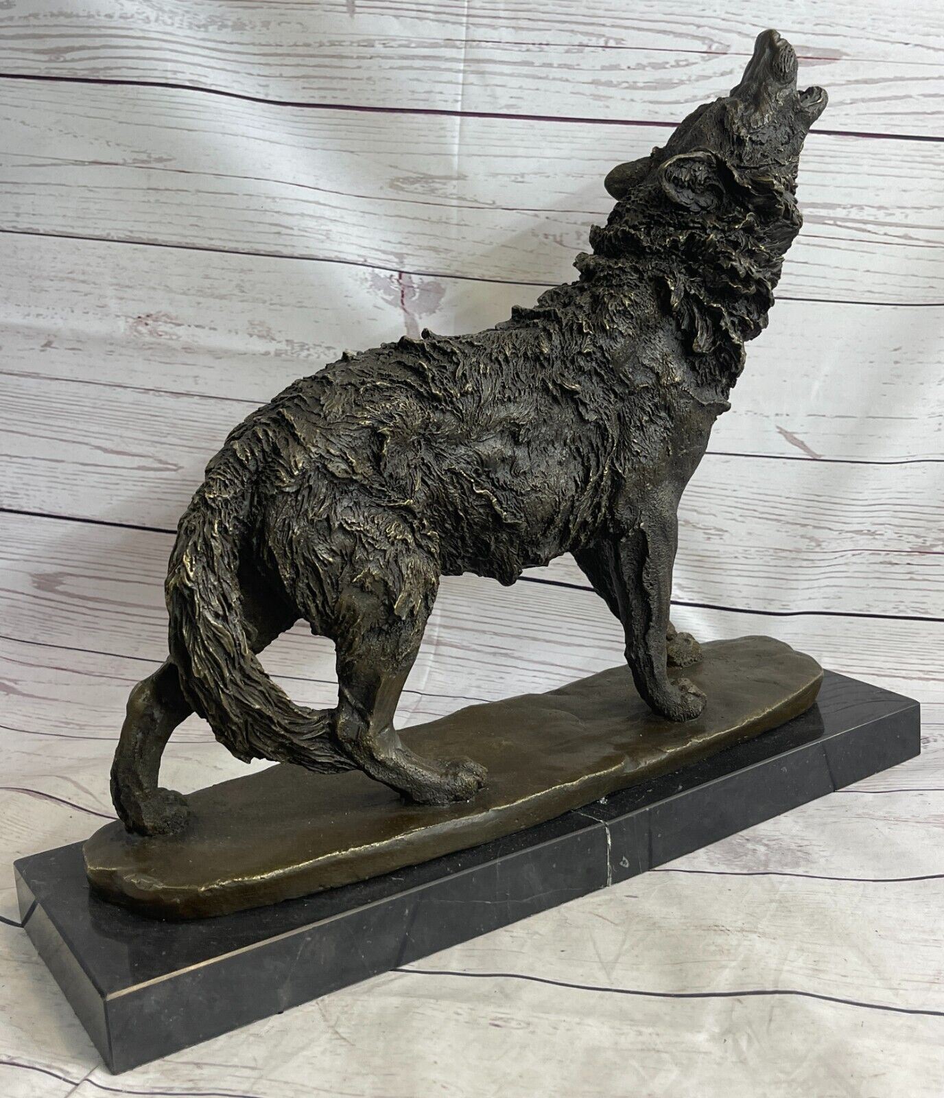 Bronze Statue WOLF Whining Mascot Animal Garden sculpture Yard Art ...