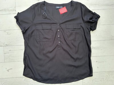 Bonprix Plus Size 22 Black Short Sleeve Blouse NEW | eBay UK
