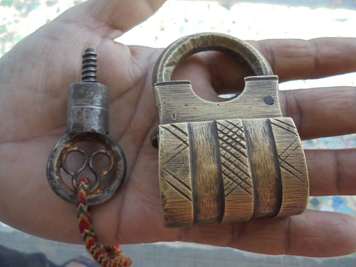 Vintage Brass Handcrafted Engraved Unique Shape Padlock | eBay Australia