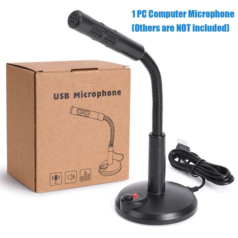 Computer Mini Condenser Microphone USB Stand Recording Mic For PC ...