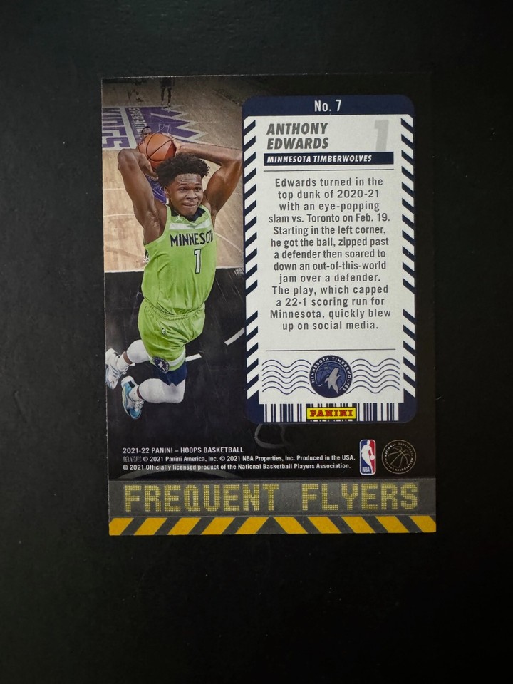 2021-22 Panini NBA Hoops Frequent Flyers Anthony Edwards #7 ...
