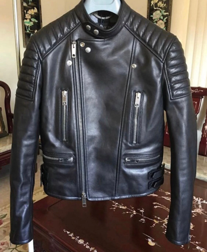Mens Quilted Biker Jacket Black Real Leather Motorcycle Racer Jacket ...