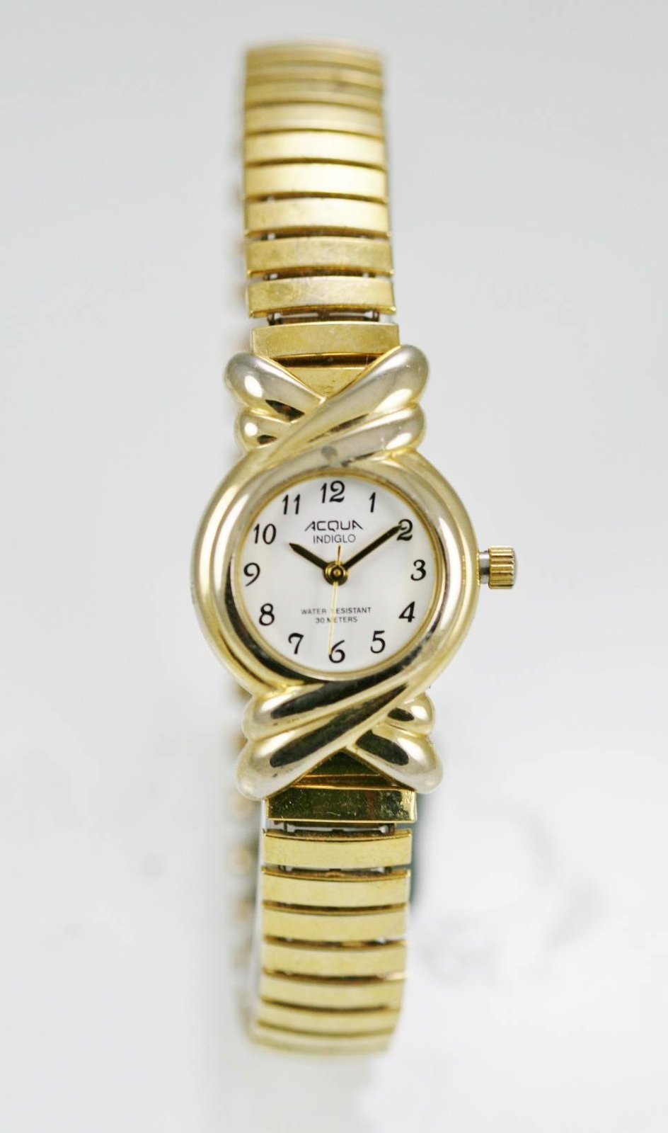 Acqua Watch Women Light White Stainless Gold Stretch 30m Water ...