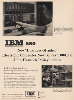 1955 IBM 650: Business Minded Computer John Hancock Vintage Print Ad | eBay