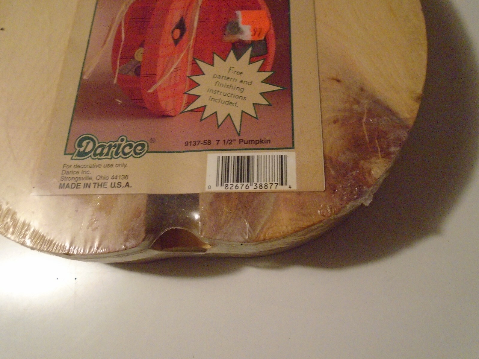 Darice Wooden pumpkin 9137-58 new sealed craftwood usa some wear on ...