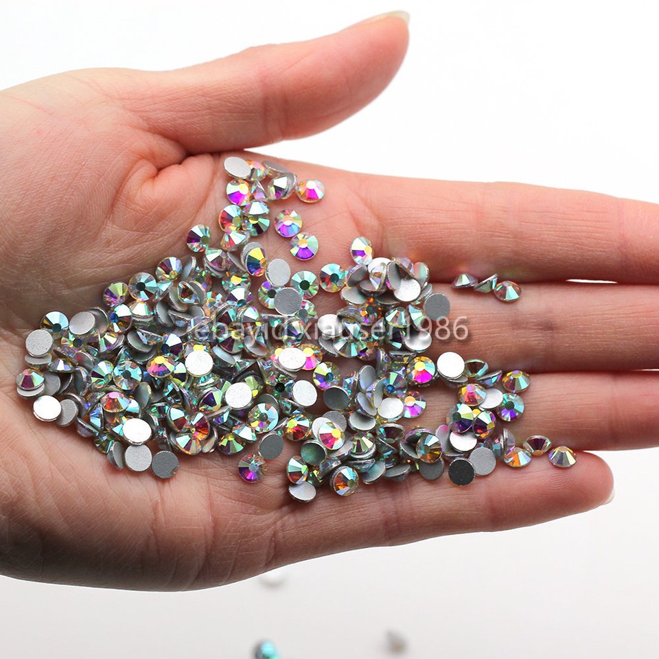 Top quality Crystal AB Rhinestones Flat Back Gems for Nails Clothes ...