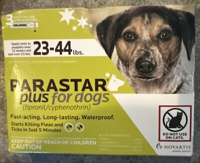 Parastar Plus for Dogs 23-44 lbs Flea and Tick control 3 pack New | eBay