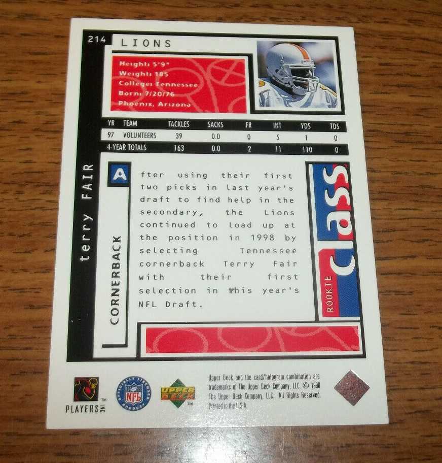 1998 Upper Deck UD Choice - #214 Terry Fair (RC) for sale online | eBay