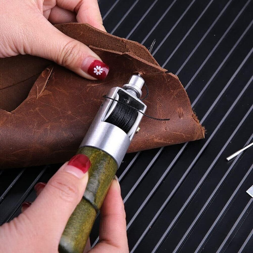 Leather Sewing Awl Thread Kit with Waxed Thread Speedy Manual Stitcher ...