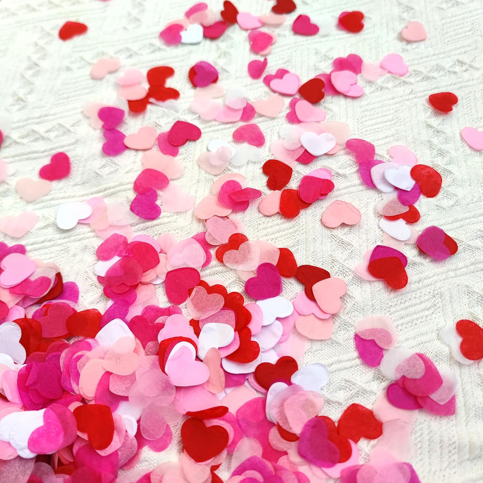 1 Inch White Pinks Red Tissue Paper Heart Confetti Wedding Reception ...