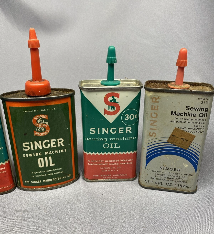 Lot 5 Vintage Singer Sewing Machine Oil Tin Cans 4oz | eBay