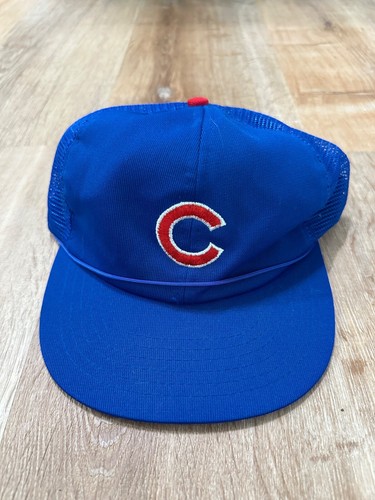 Vintage 80s Chicago Cubs MLB Blue Red Logo RARE Mesh Trucker Snapback ...