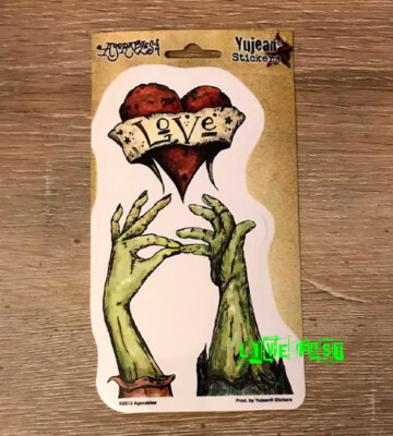 ZOMBIE LOVE STICKER DECAL brains, horror, halloween art, tattoo art ...