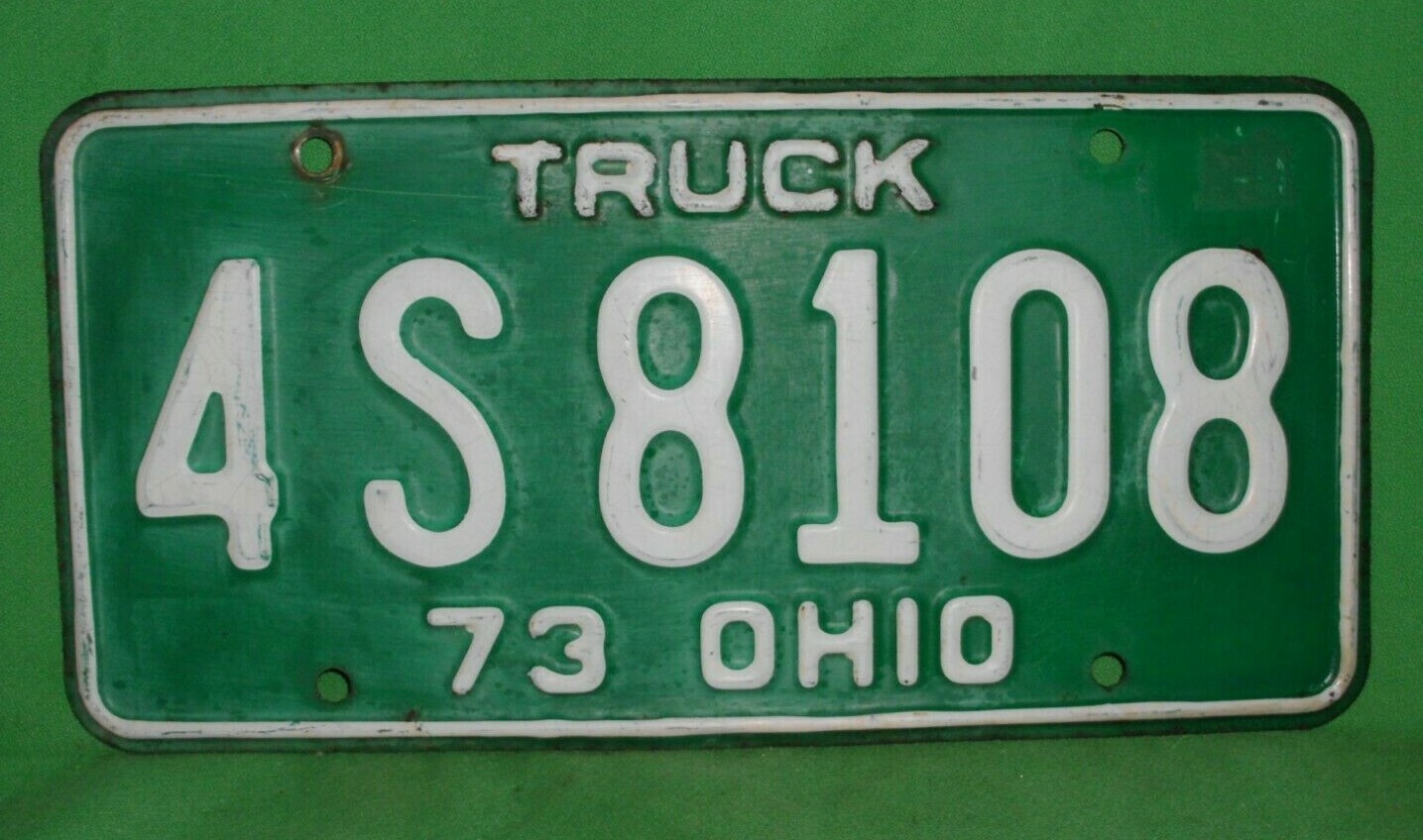 Vintage 1973 OHIO TRUCK license plate 4S8108, nice display! | eBay