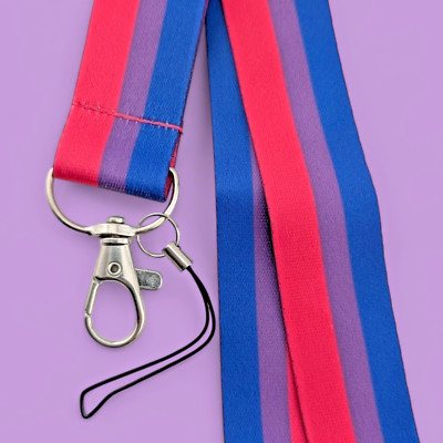 BISEXUAL FLAG LANYARD bi colors LGBT Pride LGBTQIA key chain neck strap ...