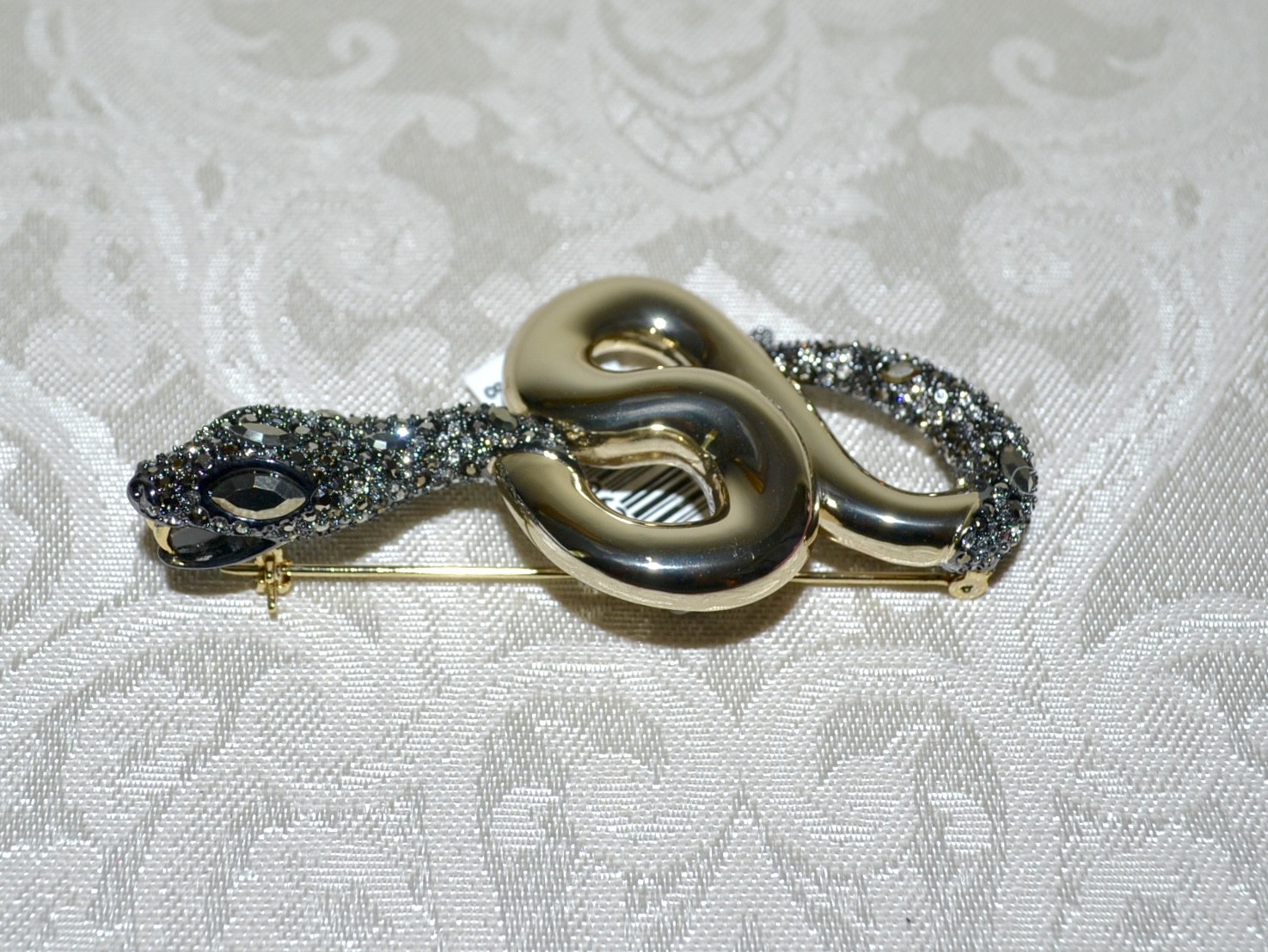 NWT $275 Alexis Bittar VANITAS Snake Serpent Pin Brooch Crystals 18K ...