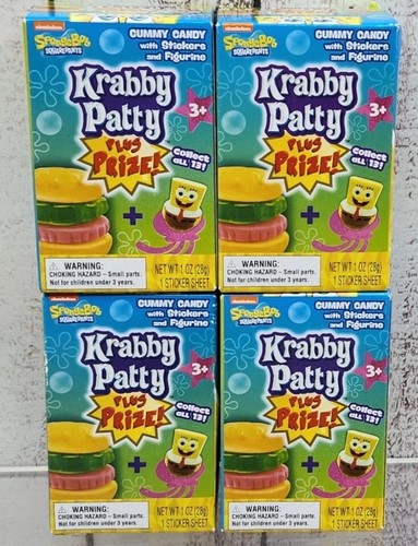 Krabby Patty Gummy Candy & Stickers & Figurine Mystery Prize Sponge Bob ...