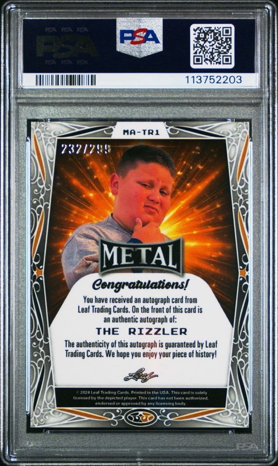 2024 Leaf Web Exclusives The Rizzler Tie Dye Prismatic Auto /299 PSA 10 ...