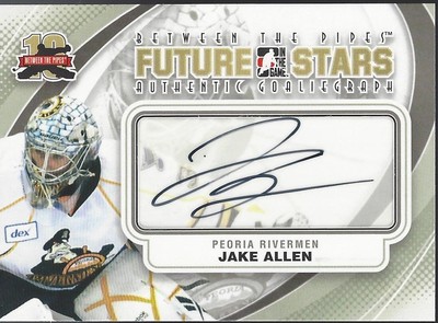 Jake Allen 2011-12 In the Game ITG Between the Pipes Autograph Auto A ...