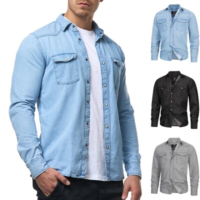 Indicode Herren Hemd Mike-Jeanshemd Denim Freizeithemd Männerhemd ...