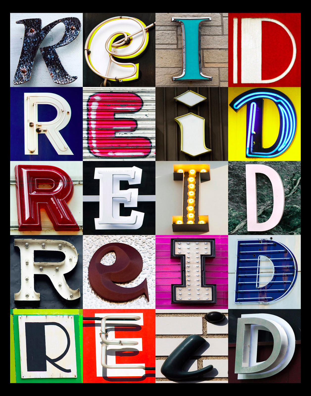 REID Name Poster featuring photos of actual sign letters | eBay