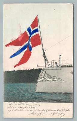 Norway Flag Steamer Ship ~ Antique Hand Painted KVELDE to Wisconsin ...
