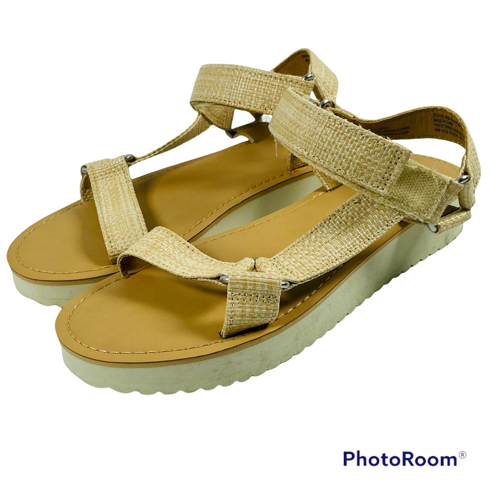 🔥 Universal Thread • Brown Faux Leather • Textile Upper Sandal • Women ...