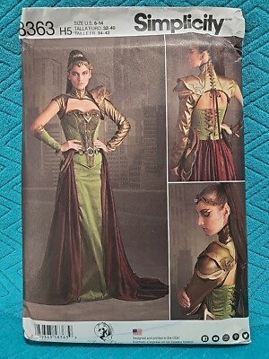 Simplicity #8363 H5 Women Fantasy Cosplay Costume Pattern New Uncut | eBay