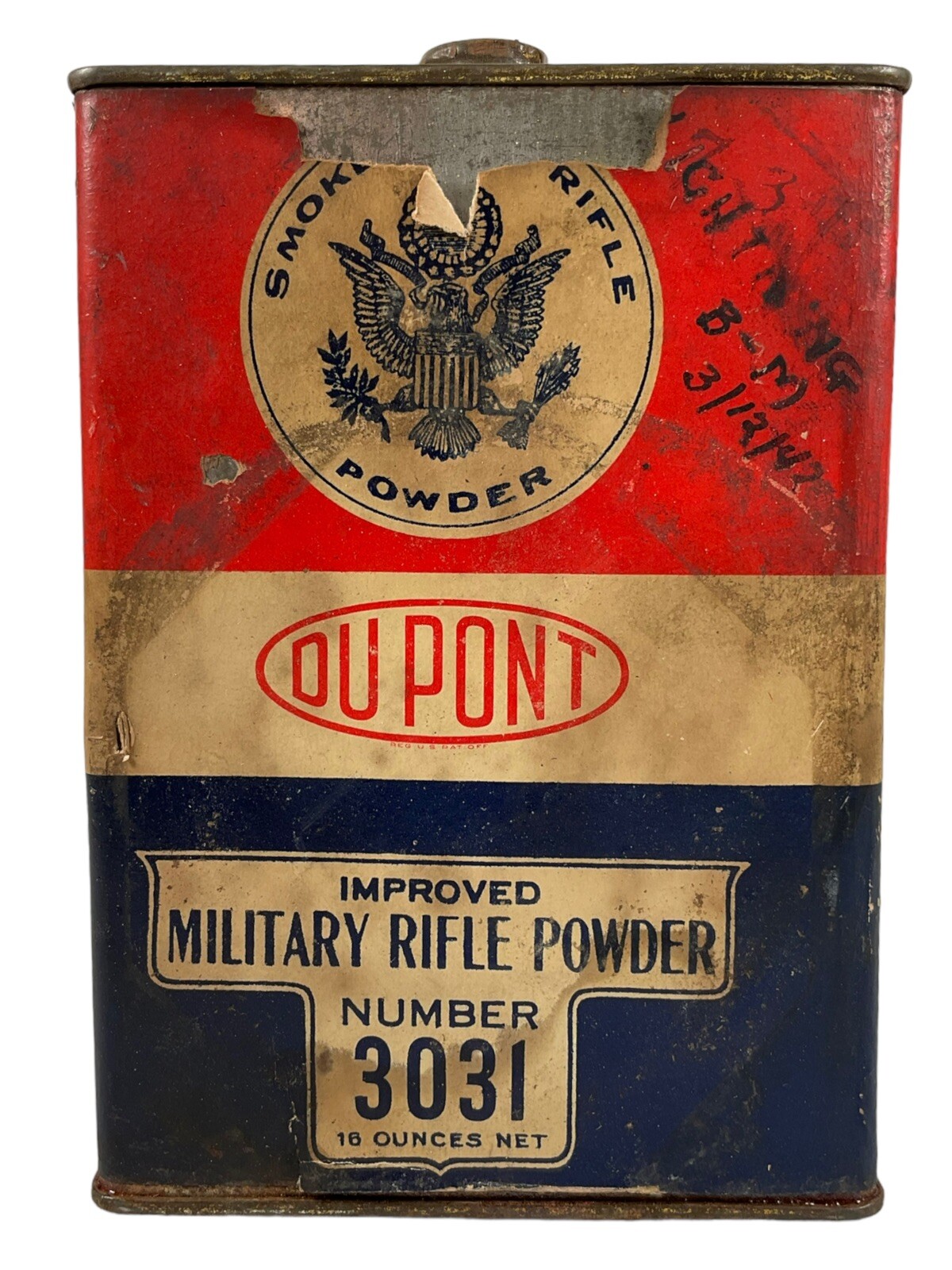 Vintage 1940’s DuPont 6in Military Rifle Powder #3031 Can Only *RARE ...