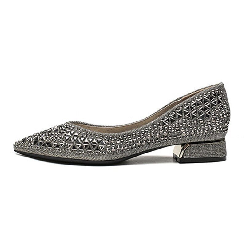 Low Heels Shoes With Crystal Crystal Wedding Shoes & Bling Bridal