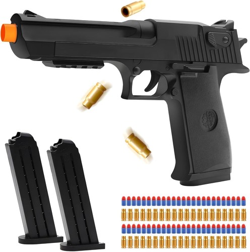 Soft Bullet Toy Gun Shell Ejecting with 50 Bullets, Black Toy Guns for ...