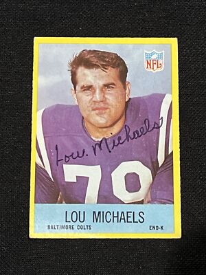 LOU MICHAELS 1967 PHILADELPHIA SIGNED AUTOGRAPHED CARD #22 BALTIMORE ...