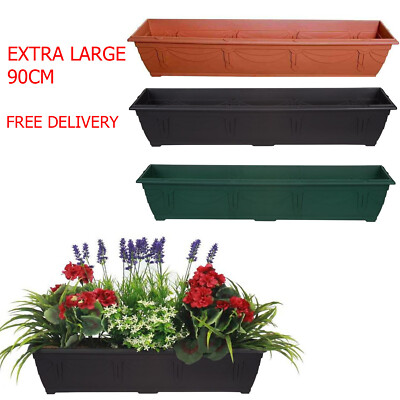 Large Extra Plastic Trough Planter Window Box Flower Pots Outdoor ...
