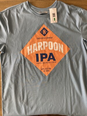 Harpoon IPA Brewery Men's Large Glacier Lake Blue T Shirt MSRP $30 New ...