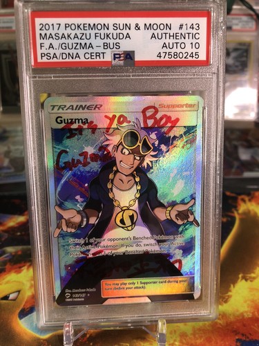 2017 Pokémon Guzma Burning Shadows #143 PSA 10 Auth Masakazu Fukuda ...